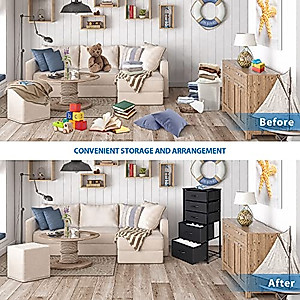 ZenStyle Fabric Dresser with 5 Drawers, Vertical Dresser Storage Tower, Storage Cabinet Organizer Unit for Bedroom, Living Room, Closet, Entryway, Hallway, Nursery Room, Black