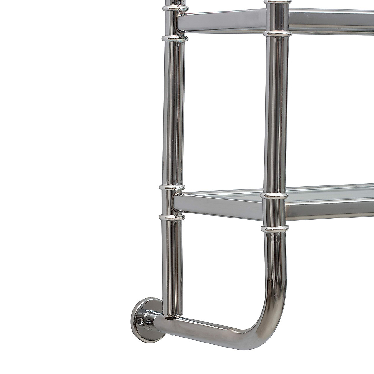 Organize It All 2 Tier Chrome Pipe Mounted Tempered Glass Bathroom Storage Shelf