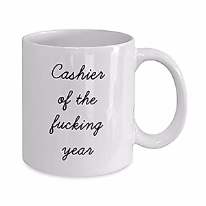 Best Cashier Mug Funny Appreciation Mug for Coworkers Gag Swearing Mug for Adults Novelty Tea Cup