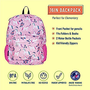 Wildkin 16 Inch Backpack Bundle with 2 Compartment Lunch Bag (Magical Unicorns)