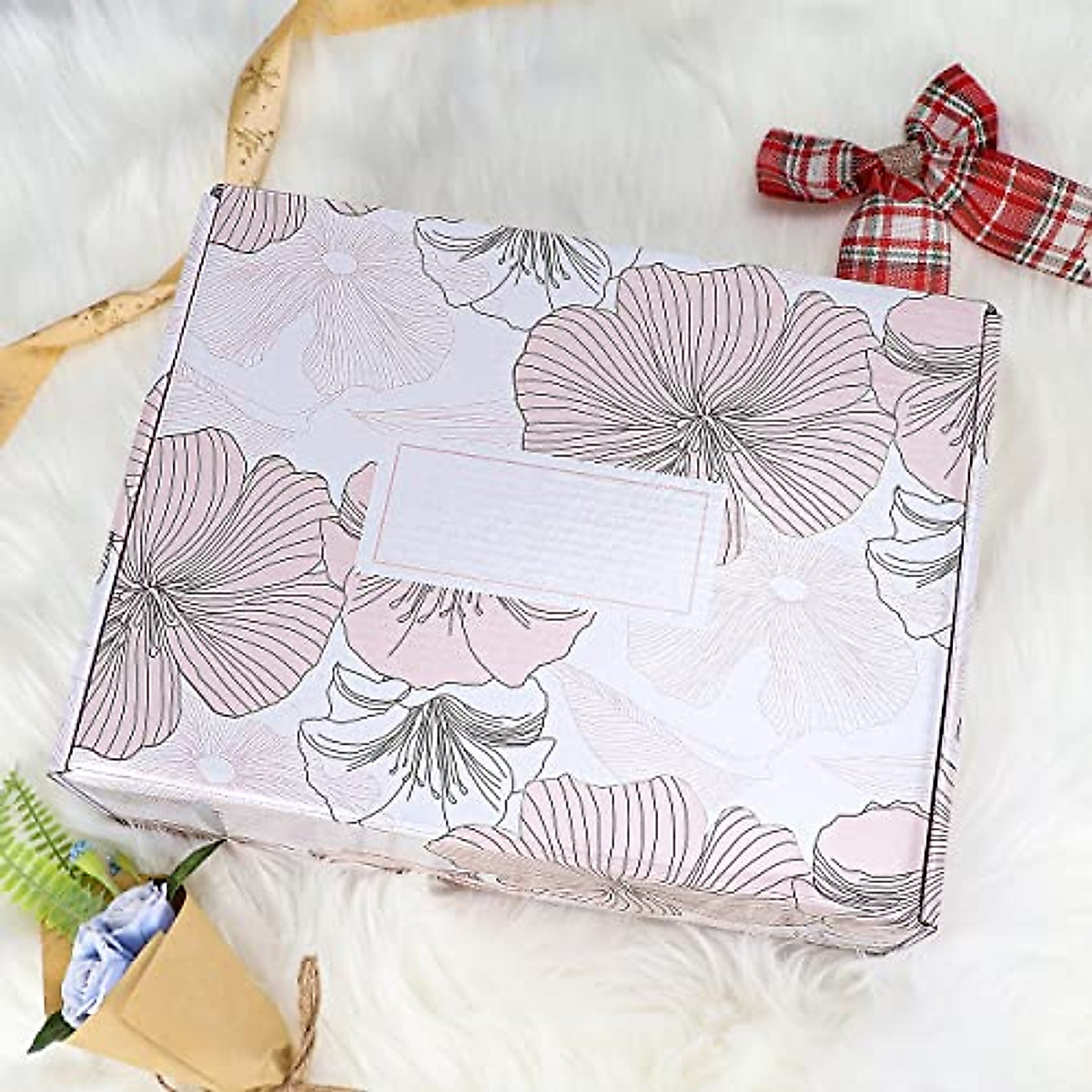 EYMPEU 12x9x4 Floral Gift Wrapping Boxes 20 Pack, Gifts Shipping Boxes Bulk for Women, Flower Corrugated Cardboard Gift Mailer for Present, Wife, Girlfriend, Mom Birthday, Wedding, Party Favor,