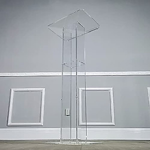 FixtureDisplays® 18"W X 12"D X 42.5" H Acrylic Podium Plexiglass Church Pulpit School Lectern Event Reception Hostess Stand Desk 15198