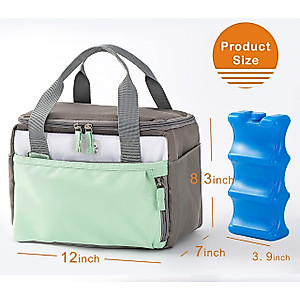 TreaHome Breastmilk Cooler Bag with 2 Ice Pack, Baby Bottle Cooler Bag Can Hold 6 Large 9 Ounce Bottles, Multiple Pockets Designed for Daycare, Nursing Moms (Green)
