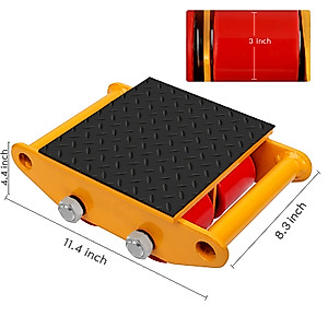 XCFDP Machine Skates, 6T Machinery Skate Dolly, 13200lbs Machinery Moving Skate, Machinery Mover Skate with Non-Slip Belt, Heavy Duty Machine Dolly Skate for Industrial Moving Equipment, Yellow, 1pc