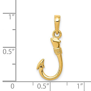 IceCarats 14K Yellow Gold Hawaiian Fish Hook Necklace Charm Pendant 24mm x 8mm Only