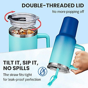 BENZZO Insulated Tumblers 40 oz Spill Proof Tumbler with Straw, Stainless Steel Metal Thermal Coffee Travel Mug Keep Cold-34h & Hot-10h, Double Wall Flasks Cup for Travel Camping, Dishwasher Safe