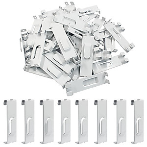 Biaungdo 60 Pcs White Notch Display Hooks, Gridwall Hooks Hangers, Metal Wire Grid Wall Picture Hook, Utility Gridwall Picture Hanging Hooks Accessories for Grid Panel Displays Office Home