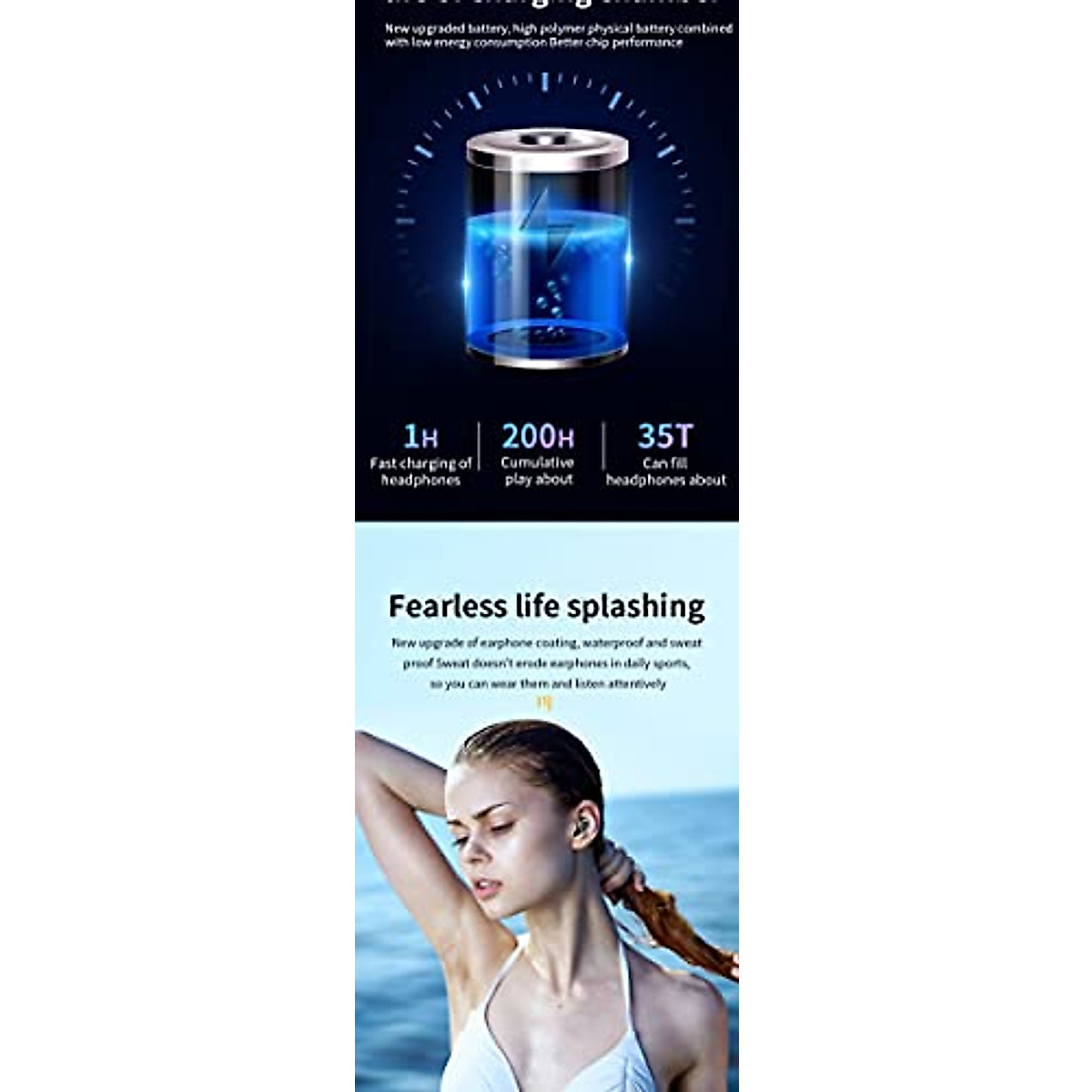 Wireless Touch Earbuds with Active Noise Cancellation New Version Bluetooth 5.2 Sport 3D Stereo Built-in Microphone, Immersive Premium Sound Long Distance Connection Headset Charging Case (BH315)