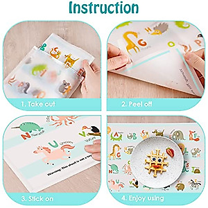 Disposable Placemats for Baby 40 Pack Stick-On Baby Placemat Alphabet ABC Animal Kids Table Mat for Restaurants Dining Table Travel Essentials for Toddlers