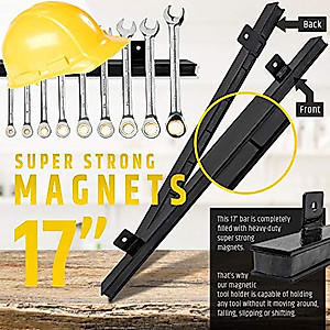 17" Heavy-Duty Magnetic Tool Holder (Upgraded Version) - Extremely Powerful Magnetic Pull Force to Hold Heavy Tools - Professional Space-Saving Magnetic Tool Bar - Metal Tool Organizer Rack/Strip