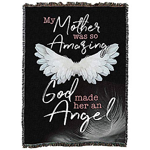 My Mother was So Amazing God Made Her an Angel Blanket - Sympathy Bereavement Gift Tapestry Throw Woven from Cotton - Made in The USA (72x54)
