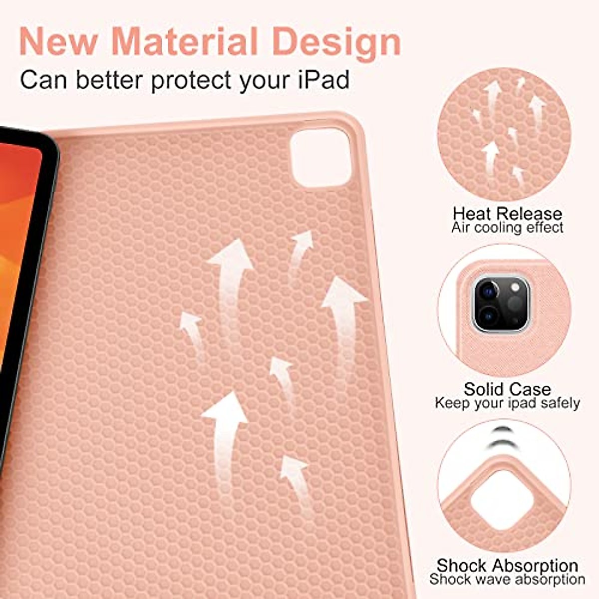Keyboard Case for New iPad Pro 12.9 inch 2022-6th Generation / 2021-5th / 2020-4th / 2018-3rd Gen, Smart Magic Keyboard - Wireless Detachable - with Pencil Holder -iPad Pro 12.9 Case with Keyboard