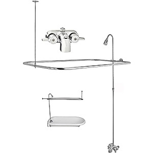 Add-A-Shower Kit for Claw foot Clawfoot Tub includes shower curtin surround Faucet set