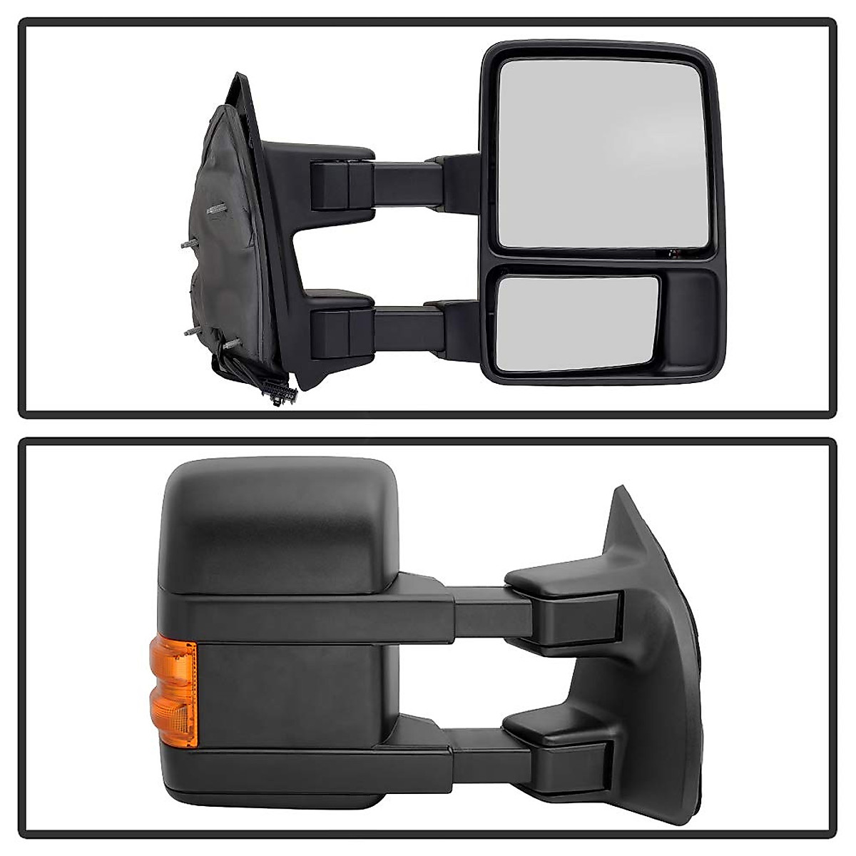 ACANII - Telescoping Manual Non Heat LED Signal Towing Mirror Passenger Side For 2008-2016 Ford F250 / F350 Super Duty