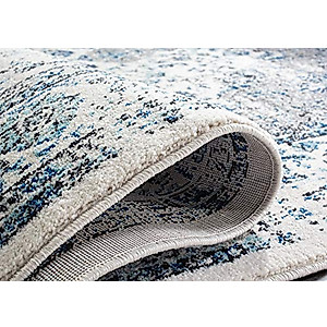 SAFAVIEH Evoke Collection 8' x 10' Ivory/Grey EVK220D Shabby Chic Oriental Medallion Non-Shedding Living Room Bedroom Dining Home Office Area Rug