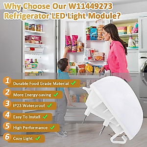W11251749 Refrigerator LED Light Bulb for Whirlpool Kitchenaid Kenmore Amana Refrigerator Freezer Light Replaces AP7192759 W11520324 W11468934 W11549780 W11449273 W11602886 Fridge Light