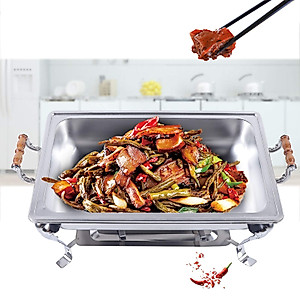 Chafing Dish Buffet Set, Stainless Steel Warming Container Chafing Dish Food Warmer Food Insulation Rectangular Buffet Server Pan Size 20.9×12.8×2.6inch (20.9×12.8×2.6inch)