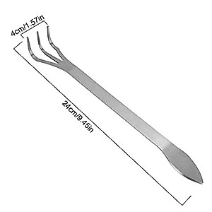 ViaGasaFamido 3-Prong Gardening Rake, Stainless Steel Bonsai Root Rake Gardening Cultivator Soil Farming Tools with Ergonomic Handle