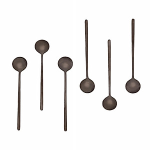 Spoons set 6pcs stainless black spoon, use for coffee mixing, tea, dessert cake ice cream spoon, ice tea, espresso, cocktail mixing spoon, home dinner, set of 6, 6.7-inch