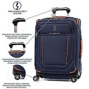 Travelpro Crew Versapack Softside Expandable 8 Spinner Wheel Luggage, USB Port, Men and Women, Patriot Blue, Carry on 21-Inch