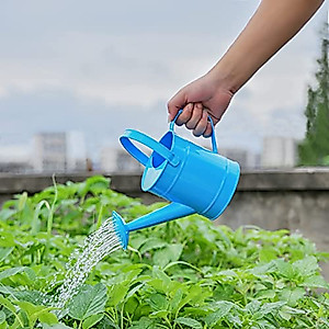 SUQ I OME 1.5L Small Metal Watering Can -Garden Outdoor Watering Can Bucket - Small Portable Indoor Watering Equipment with Anti-Rust Powder Coating Treatment Blue
