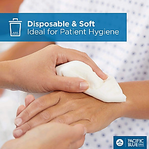 Pacific Blue Select A300 Disposable Patient Care Washcloth by GP PRO (Georgia-Pacific), 29506, 1/4 Fold, White, 55 Towels Per Pack, 24 Packs Per Case, Towel (WxL) 13" x 10