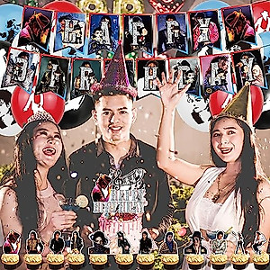 Singer Party Decorations Music Birthday Party Supplies with Happy Birthday Banner, Cake Topper , Balloons for Rock Singer Theme Birthday Party Decorations