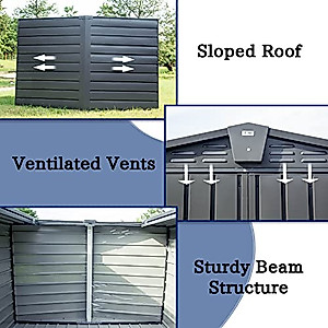 Domi Outdoor Living 6.5'x 4.2' Outdoor Storage Sheds,Steel Tool Shed Storage House with Lockable Door,Outdoor Galvanized Steel Sheds for Deck, Backyard, Garden, Patio and Lawn Dark Gray