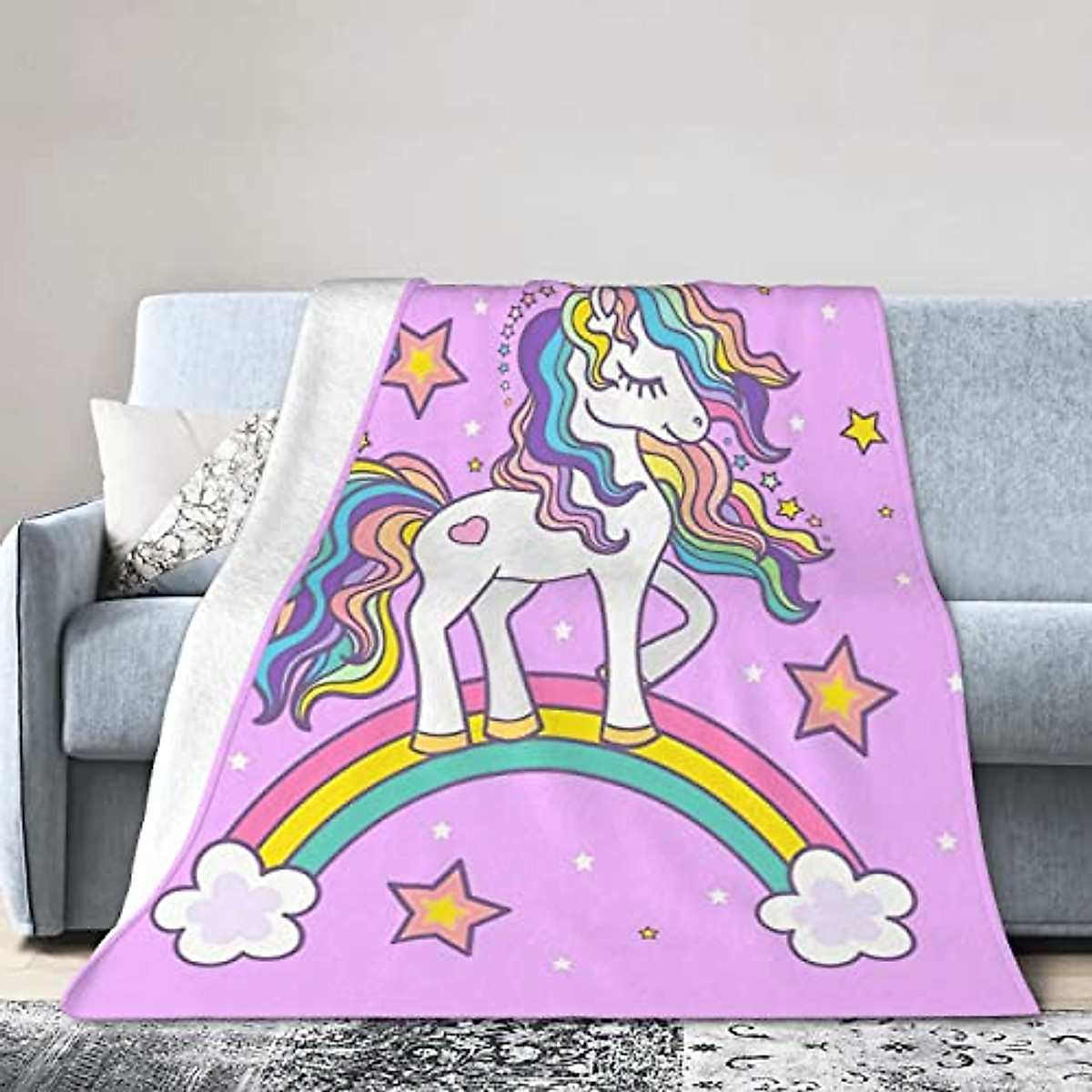 Rainbow Unicorn Blanket Unicorn Gifts for Girls Super Warm Soft Cozy Cute Cartoon Unicorn Fleece Throw Blanket Plush Flannel Blankets for Girls Women Birthday Gifts 40"X50"