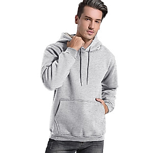 PEHMEA Men's Winter Warm Fleece Hoodie Pullover Long Sleeve Sherpa Lined Hooded Sweatshirt with Pocket(Grey-L)