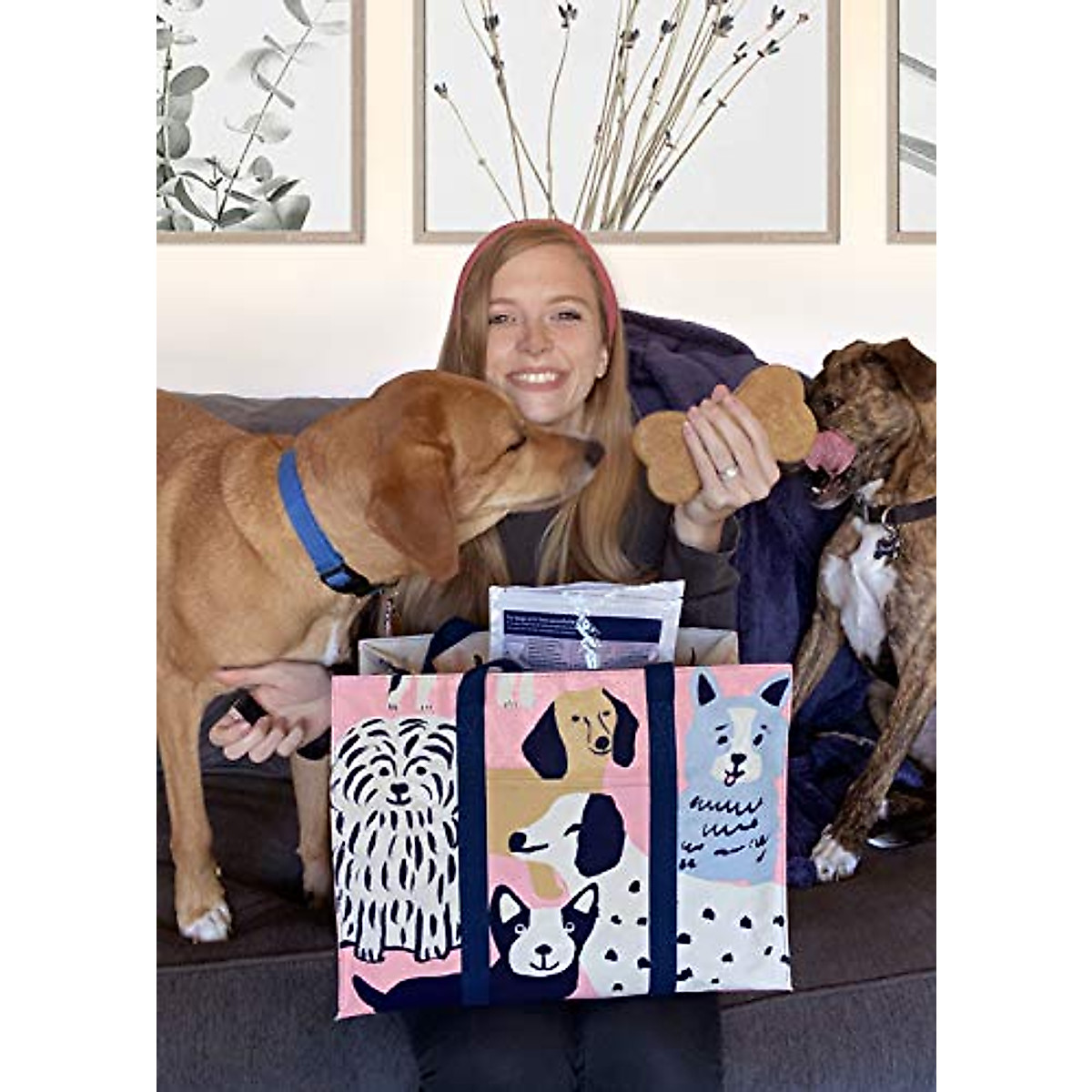 Blue Q Shoulder Totes: Hefty Zipper, Exterior Pocket, Reinforced Floor. (Happy Dog)