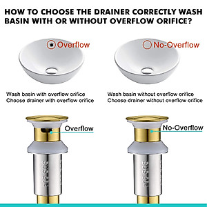 Bathroom Sink Drain Stopper Bathroom Pop Up Drain With Overflow Vessel Sink Lavatory Vanity Pop Up Sink Drain with Strainer Basket Brushed Gold