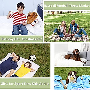 Soft Fleece Baseball Football Throw Blanket, Cozy Sherpa Warm Fuzzy Thick Bed Couch Sofa Blankets for Sport Fans Kids Adults Gifts 60"x 50" (Football-Brown)