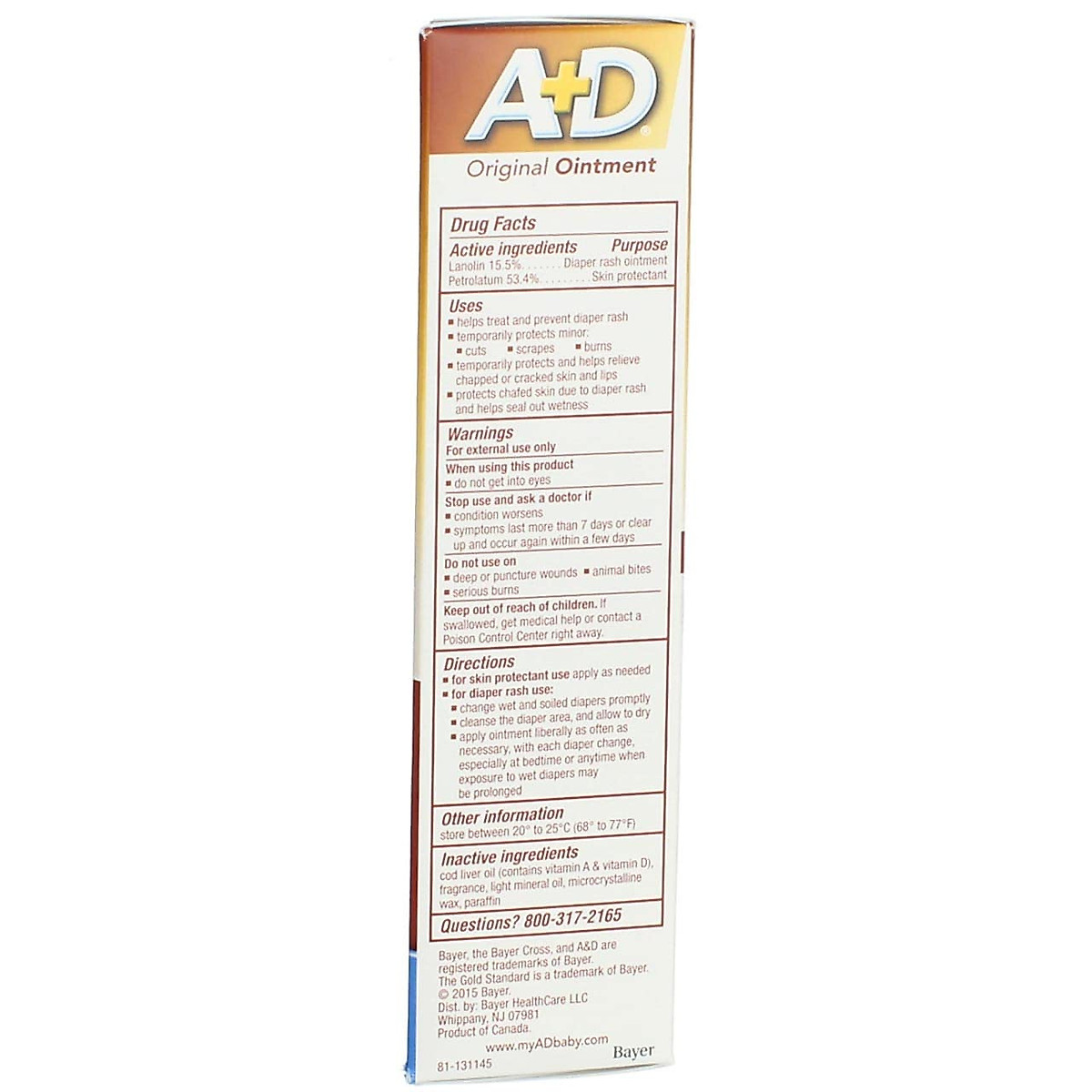 A&D Diaper Rash Ointment Skin Protectant Original - 4 oz, Pack of 5