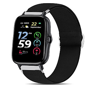 Lamshaw Compatible for ANDFZ Smartwatch Band, Stretch Elastics Nylon Adjustable Replacement Strap Compatible for ANDFZ T42 1.72/Geelyda Y20 Pro/SOUYIE T45S Smartwatch (Black)