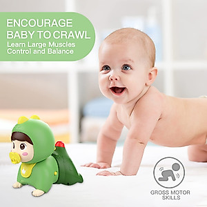 Lcasio Baby Crawling Toys, Musical Light up Crawling Toys for Babies 6-9-12 Months and UP, Crawling Baby Toys with Music and Light Up LED（Green）