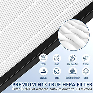 NEA-F1 H13 True HEPA Replacement Filter for Eureka NEA120 Air Puri-fier and for Toshiba Smart WiFi Air Puri-fier CAF-W36USW - 2 Pack NEA-F1 True HEPA Filter with 8 Pack NEA-C1 Carbon Filter