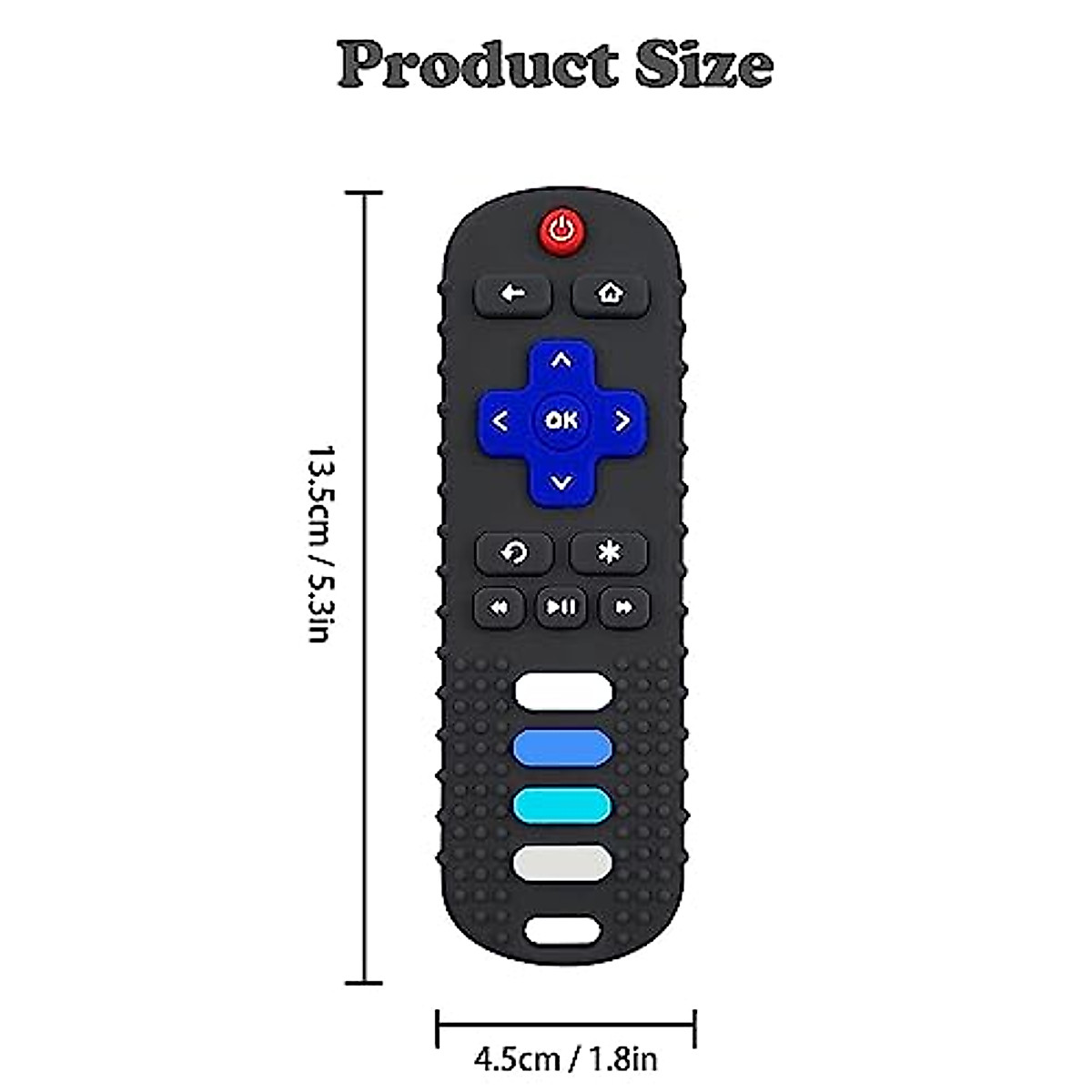 ERSIHUA 2-Pack Baby Teething Toys-TV Remote Control Shape Silicone Infants Teething Toys for Babies 0-18 Months,BPA-Free (2packs-Black)