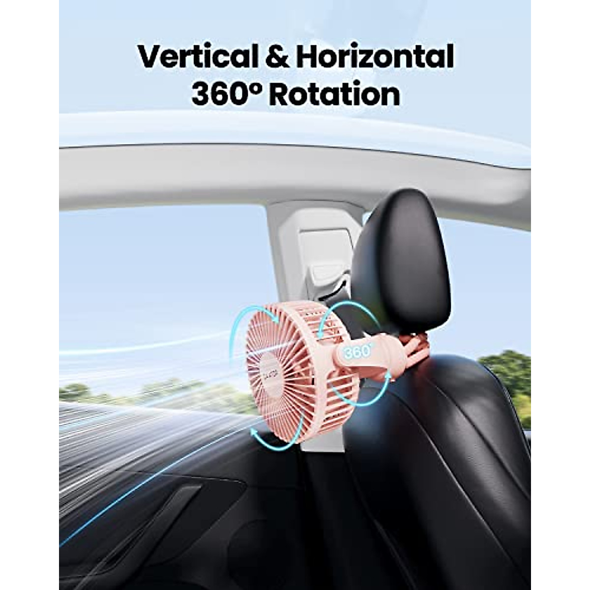 Gaiatop Mini Portable Stroller Fan, Battery Operated Small Clip on Fan, Detachable 3 Speed Rechargeable 360° Rotate Flexible Tripod Handheld Desk Cooling Fan for Car Seat Crib Treadmill Travel Pink