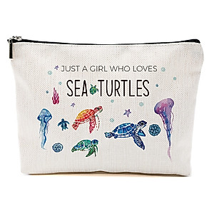 Turtle Makeup Bag Turtles Gifts for Women Turtle Lover Stuff Merch Animal Lover Breeder Funny Birthday Christmas Gift Ideas for Her Teens Girls Daughter Sister Bestie BFF Just A Girl Who Loves Turtles