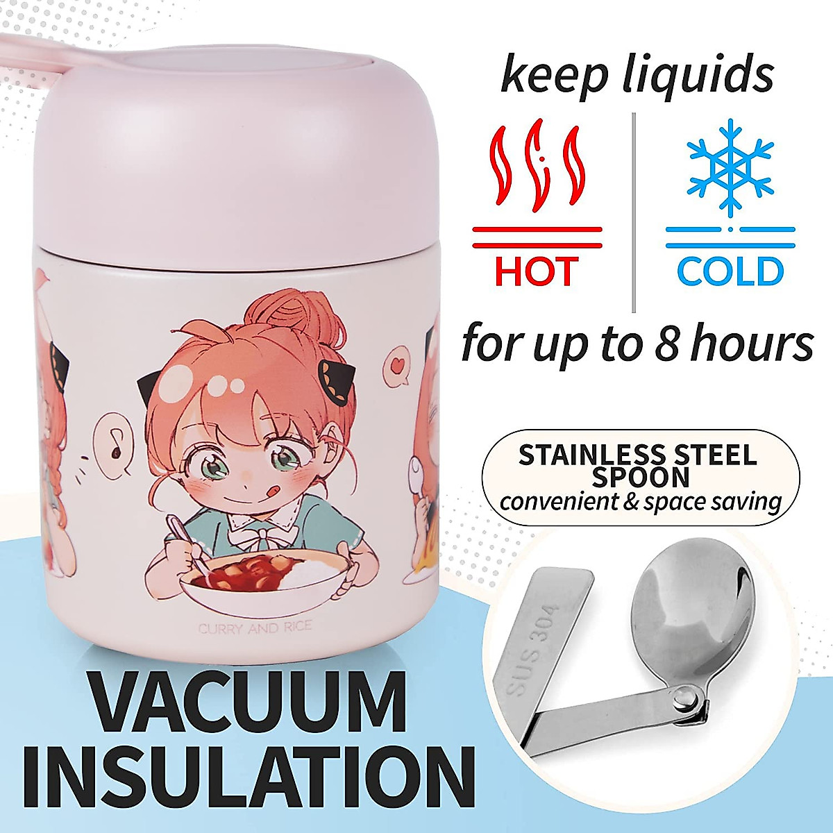 Maxerkeep 17oz Vacuum Insulated Soup Flask, Stainless Steel Lunch Container for Hot Food,Food Jar for Toddlers & Kids