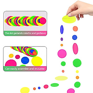 120feet UV Round Dot Paper Neon Garland Neon Streamers Neon Decorations Glow Party UV Reactive Black Light Neon Party Favors Glow in The Dark Party Supplies for Party Wedding Birthday Garlands