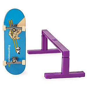 Tech Deck Street Hits 2021 Series Enjoi Skateboards Chopsticks Panda Blue Complete Fingerboard and Purple Flat Bar Obstacle