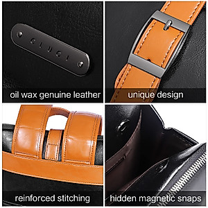 CLUCI Leather Laptop Backpack Purse for Women 15.6 Inch Travel Computer Backpack Work Bag College Daypack Black With Brown