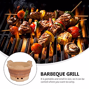 Yardwe Charcoal Konro Grill Old- Fashioned Clay Stove Crude Pottery Barbecue Stove Portable BBQ Camping Grill for Outdoor Picnic Travel (6.3 x 4.9 Inch)