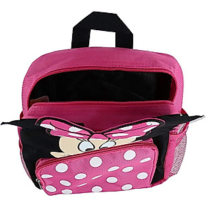 Disney Minnie Mouse Mini Backpack for Toddlers ~ Deluxe 12" Minnie Face Bag with 3D Ears and Bow (Minnie Mouse School Supplies Bundle)