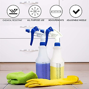 AMD Envases Plastic Spray Bottle (4 Pack, 28 Oz, All-Purpose) - bottles for cleaning solutions heavy duty squirt (Blue), 600076