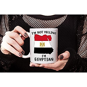 Funny Egypt Pride Coffee Mugs, I'm Not Yelling I'm Egyptian Mug, Gift Idea for Egyptian Men and Women Featuring the Country Map and Flag, Proud Patriot Souvenirs and Gifts