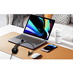 Wantek Monaural Corded USB Headsets with Noise Cancelling Mic and in-line Controls, UC Business Headset for Skype, SoftPhone, Call Center