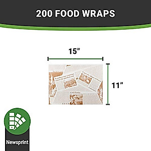 Restaurantware Gastronomia 15 x 11 Inch Deli Papers, 200 Newsprint Sandwich Wrapping Papers - Greaseproof, Microwave-Safe, Sepia-Tinted Paper Food Basket Liners, For Restaurants Or Barbecues
